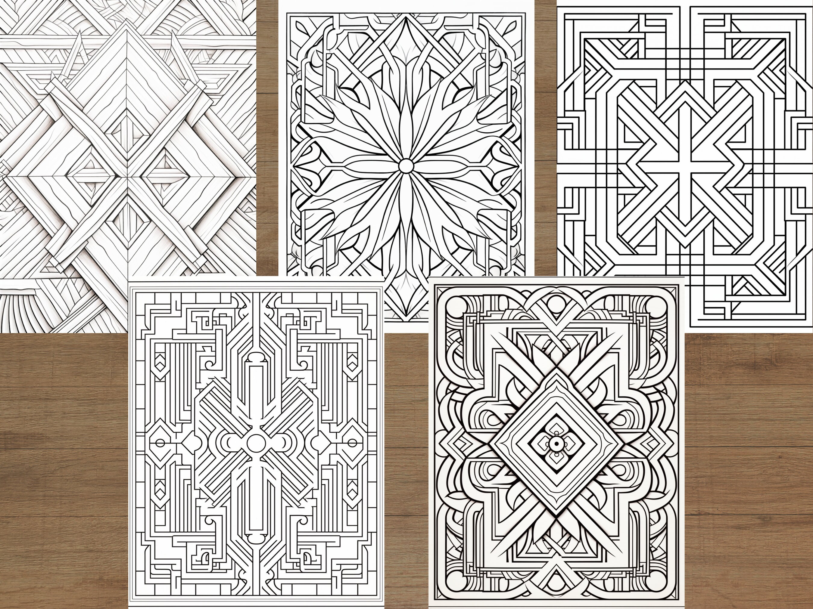 Geometric Design Coloring Pages - Etsy