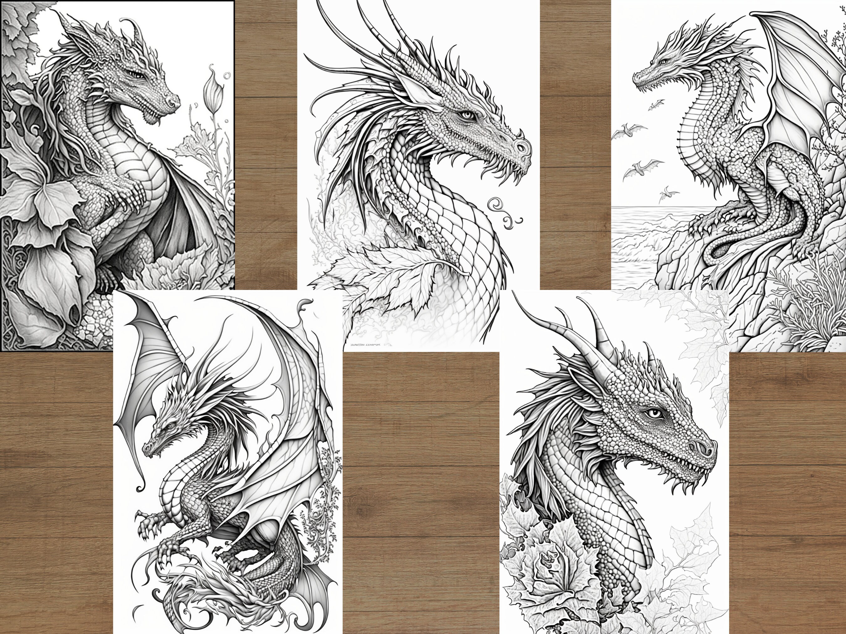 Mythical Dragons Coloring Book Unleash Your Creativity - Etsy