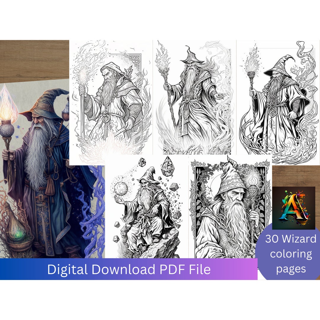 Magical Wizards: A Creative Coloring Book of Enchanting Illustrations ...