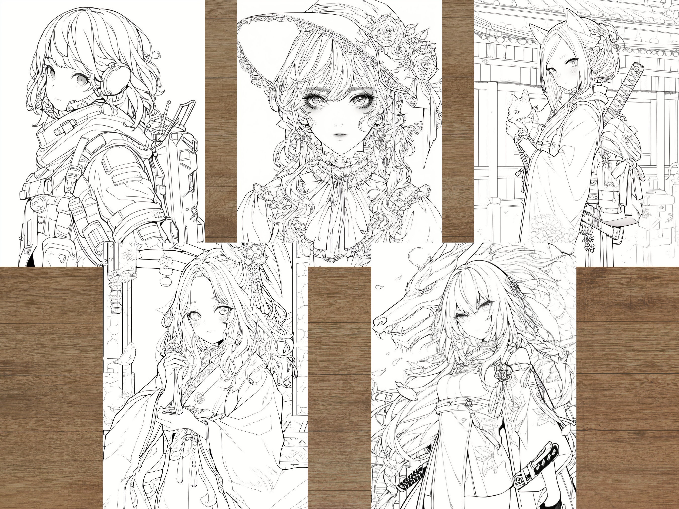 Manga Coloring Pages Collection - Etsy