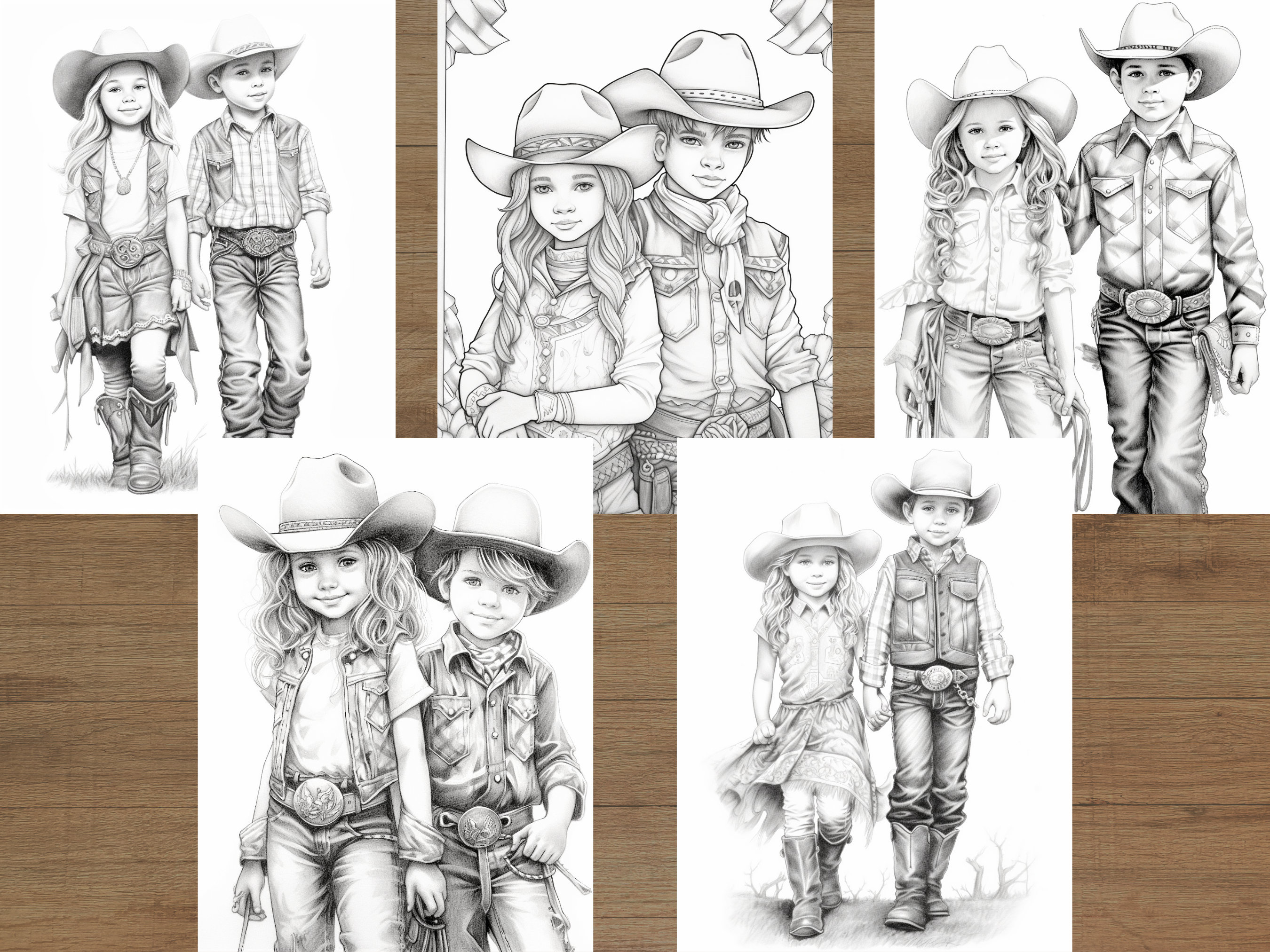Little Cowboy and Cowgirl Coloring Pages - Etsy