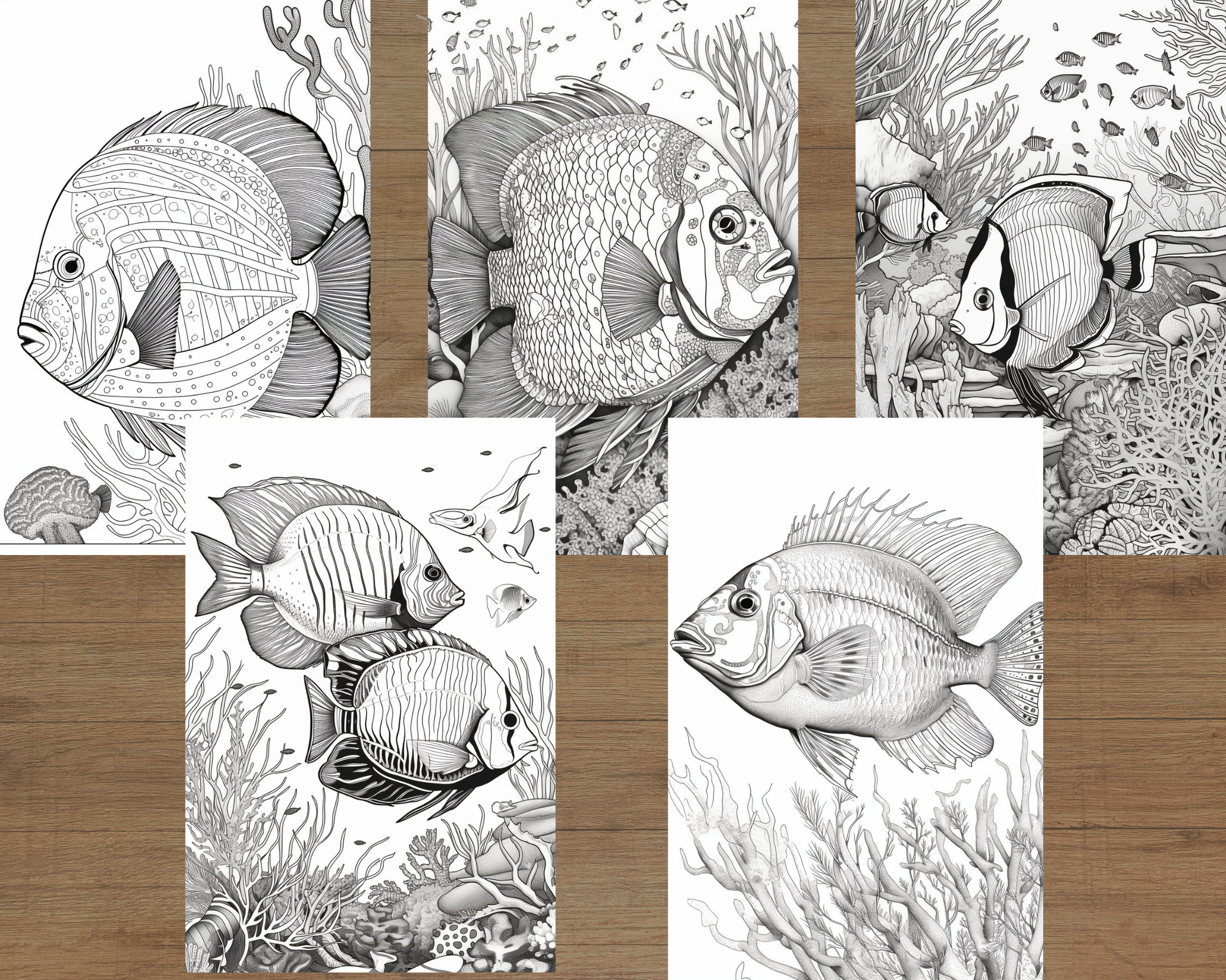 Tropical Fish Coloring Pages: Coral Reef Illustrations - Etsy