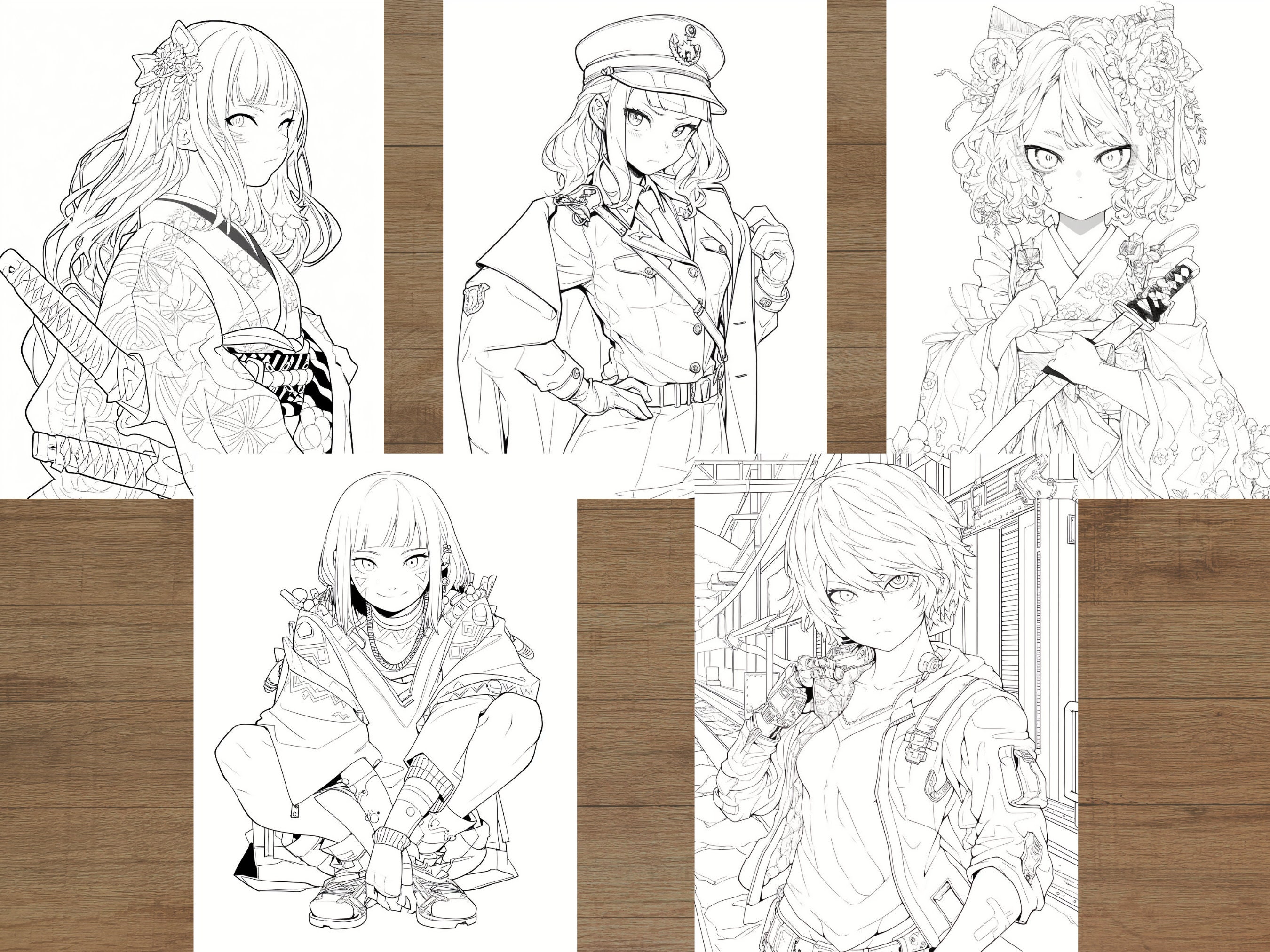 Manga Coloring Pages Collection - Etsy
