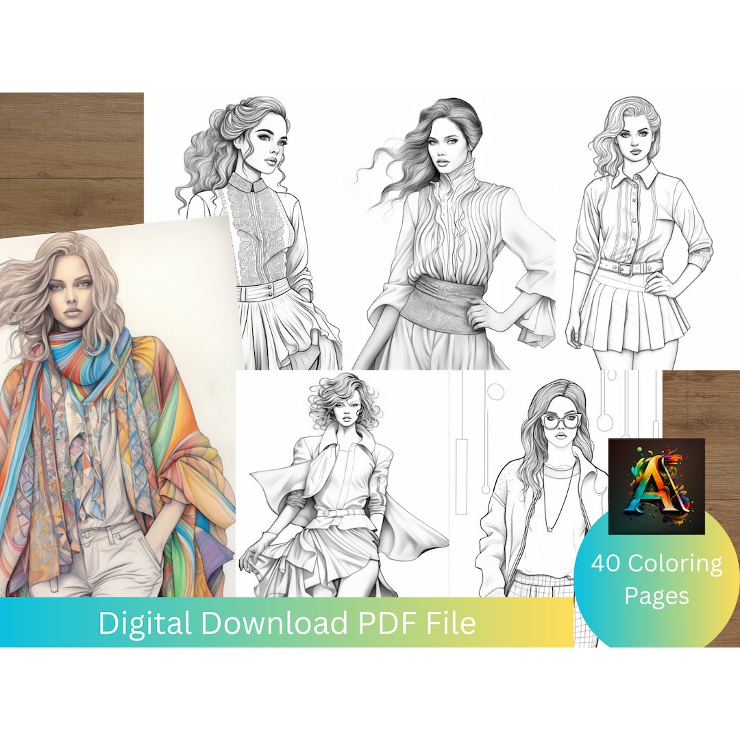 Fashion Model Coloring Pages - Etsy