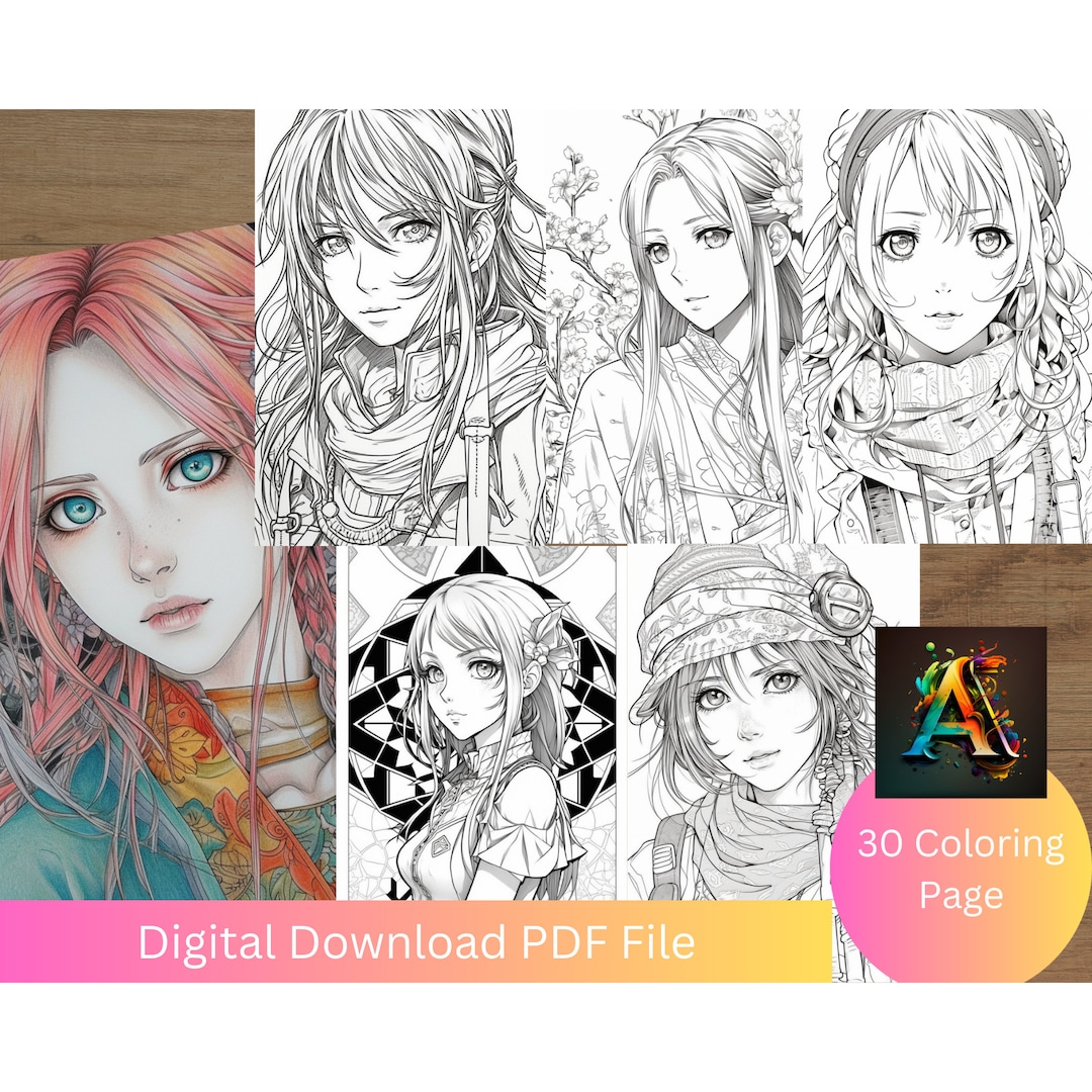 Anime Coloring Pages Collection: Cute and Detailed Illustrations for ...