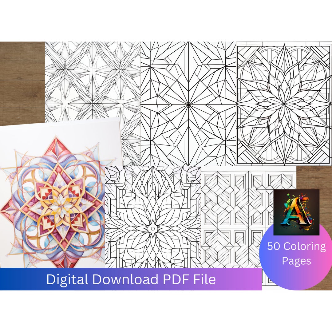 Geometric Design Coloring Pages - Etsy