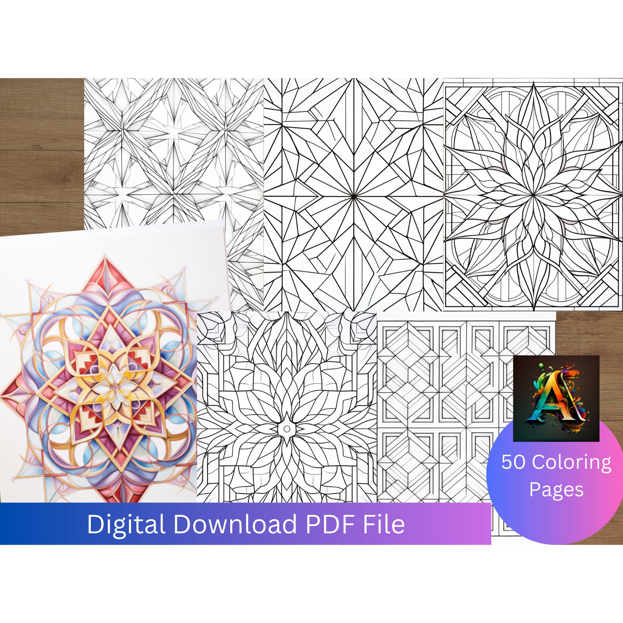 Geometric Design Coloring Pages - Etsy