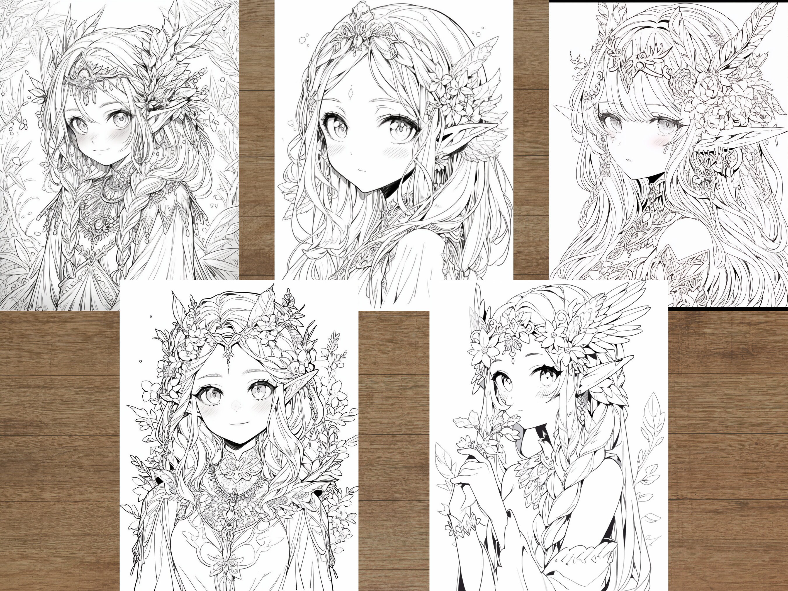 Fairy Elf Coloring Pages - Etsy