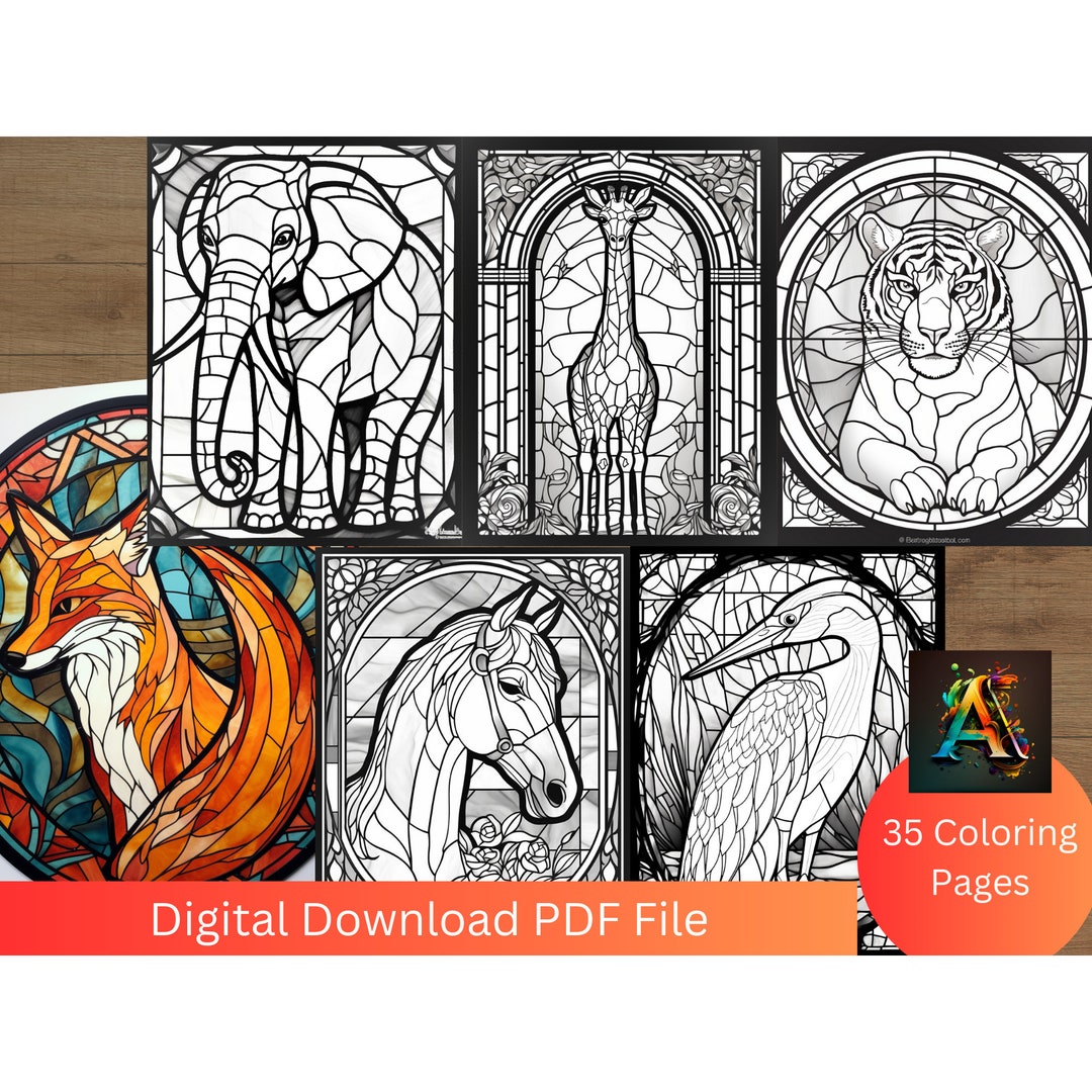 Wildlife in Stained Glass: an Exquisite Coloring Book - Etsy
