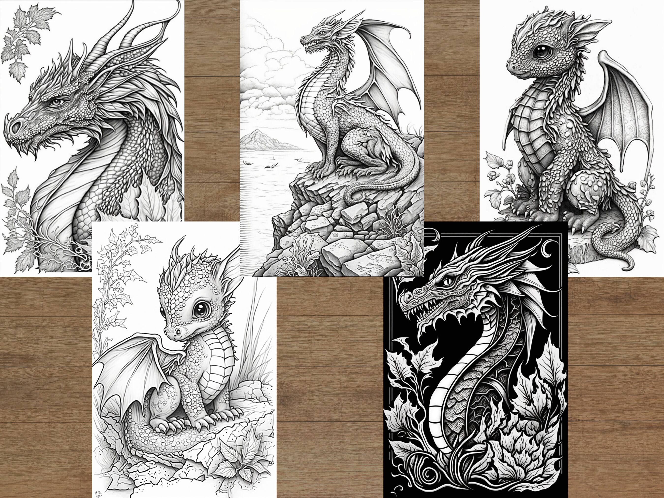 Mythical Dragons Coloring Book - Unleash Your Creativity - Etsy