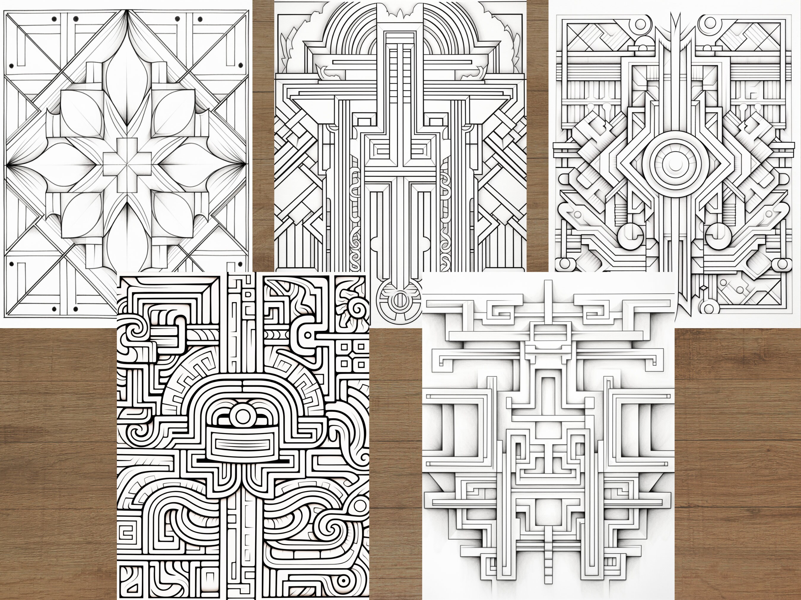 Geometric Design Coloring Pages - Etsy