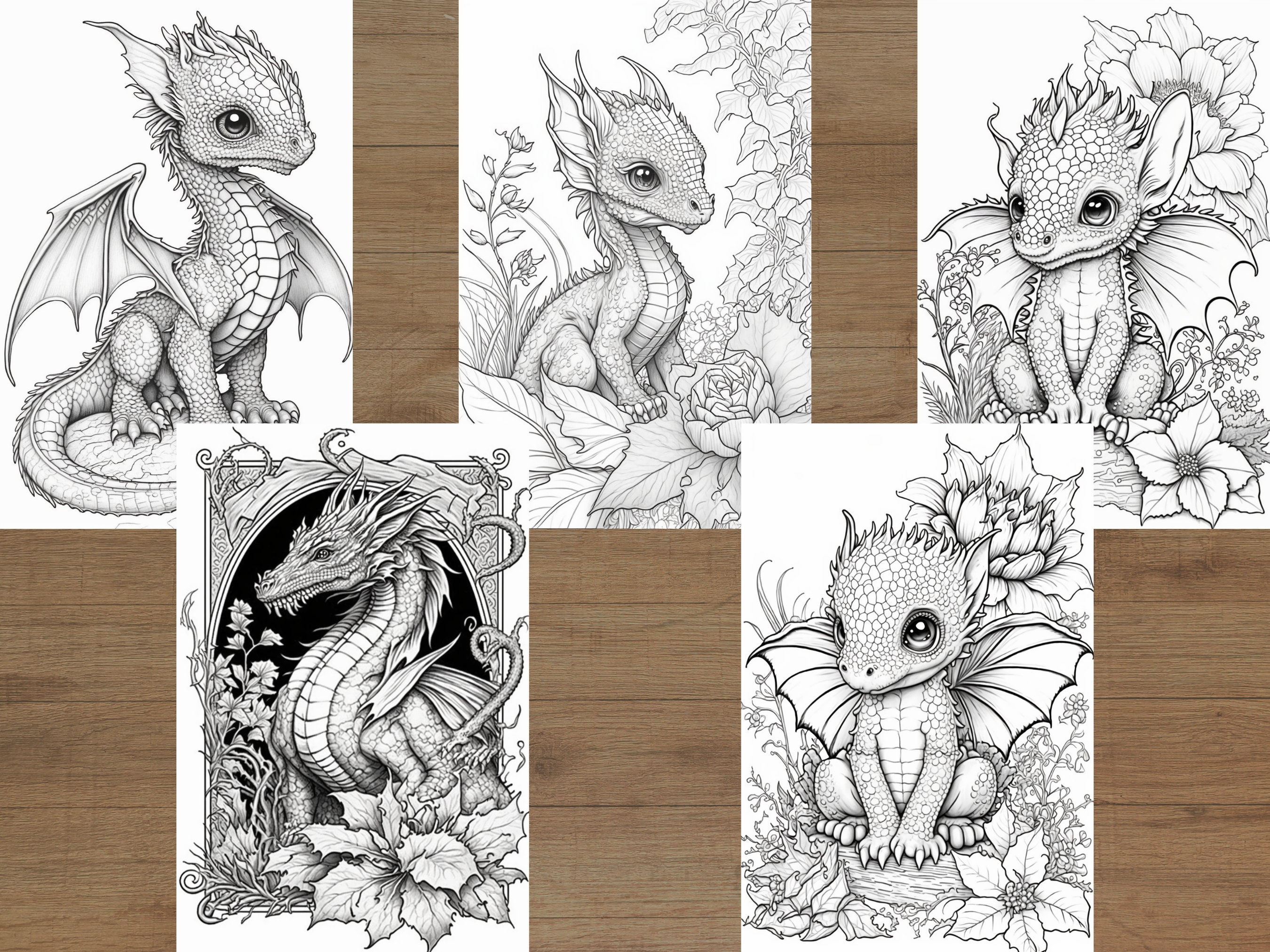 Mythical Dragons Coloring Book - Unleash Your Creativity - Etsy