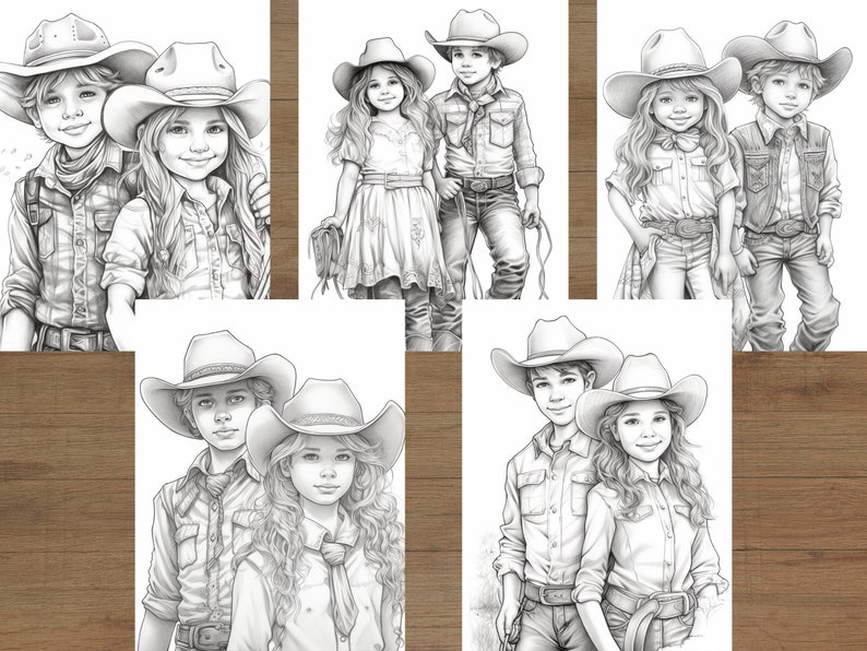 Little Cowboy and Cowgirl Coloring Pages - Etsy