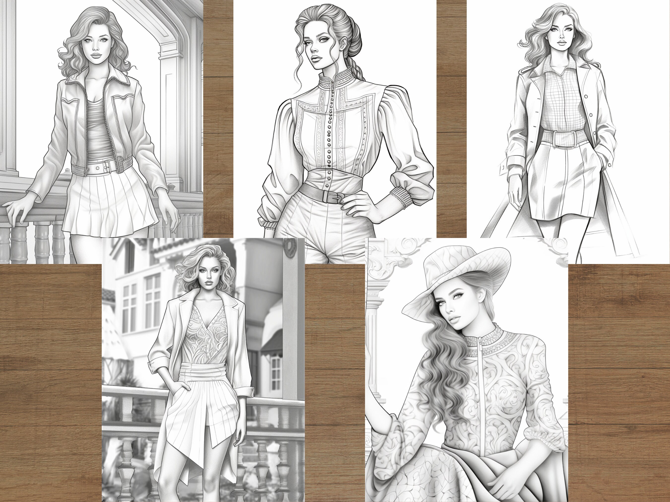 Fashion Model Coloring Pages - Etsy