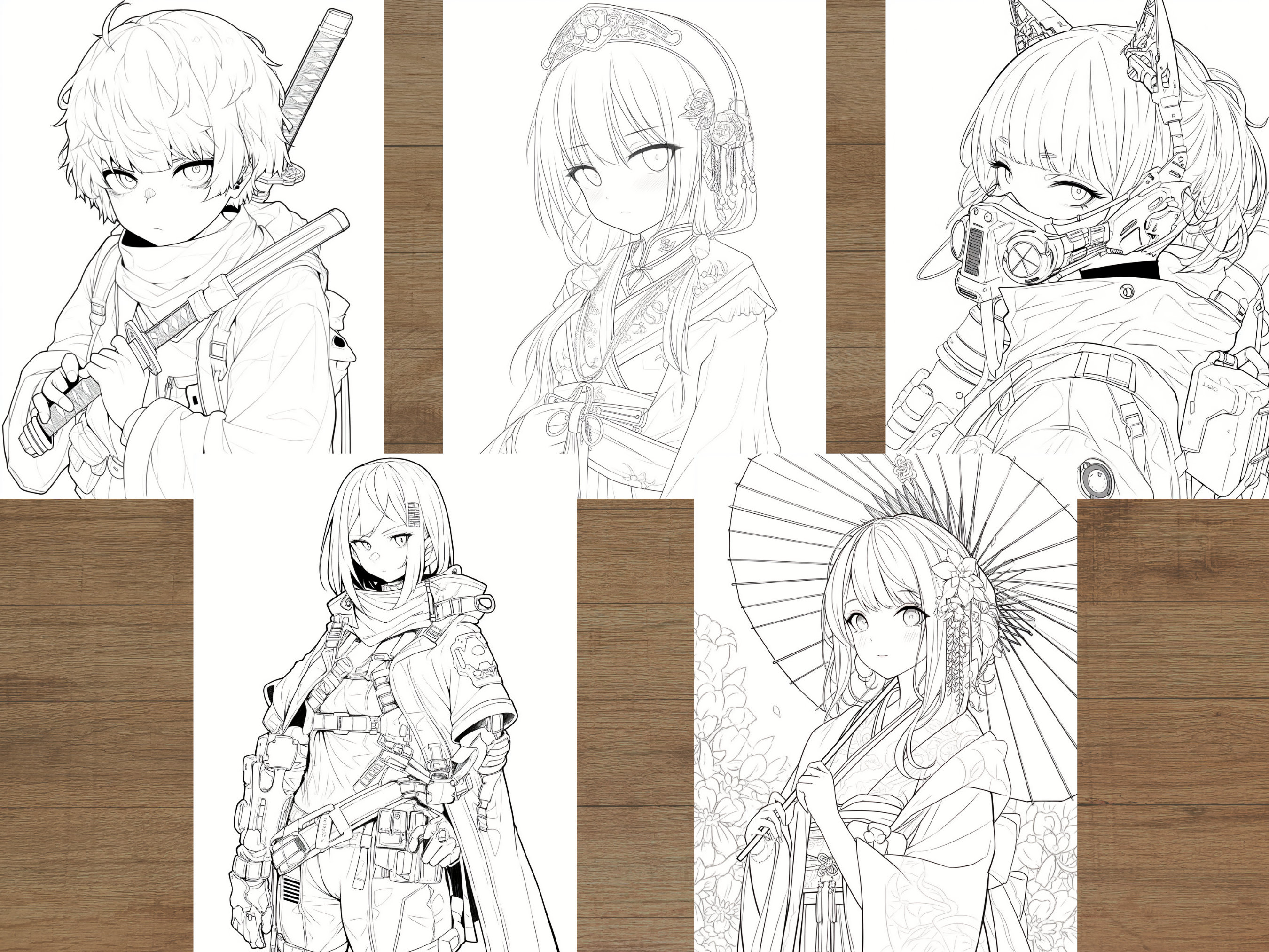 Manga Coloring Pages Collection - Etsy