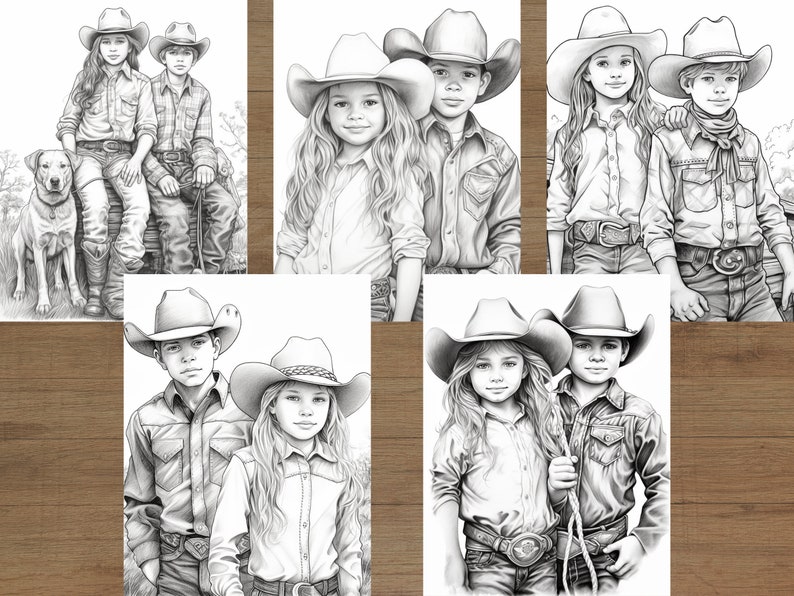 Little Cowboy and Cowgirl Coloring Pages - Etsy