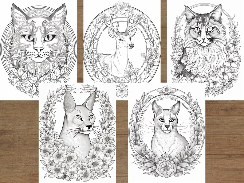 Animal Portraits Coloring Pages - Etsy