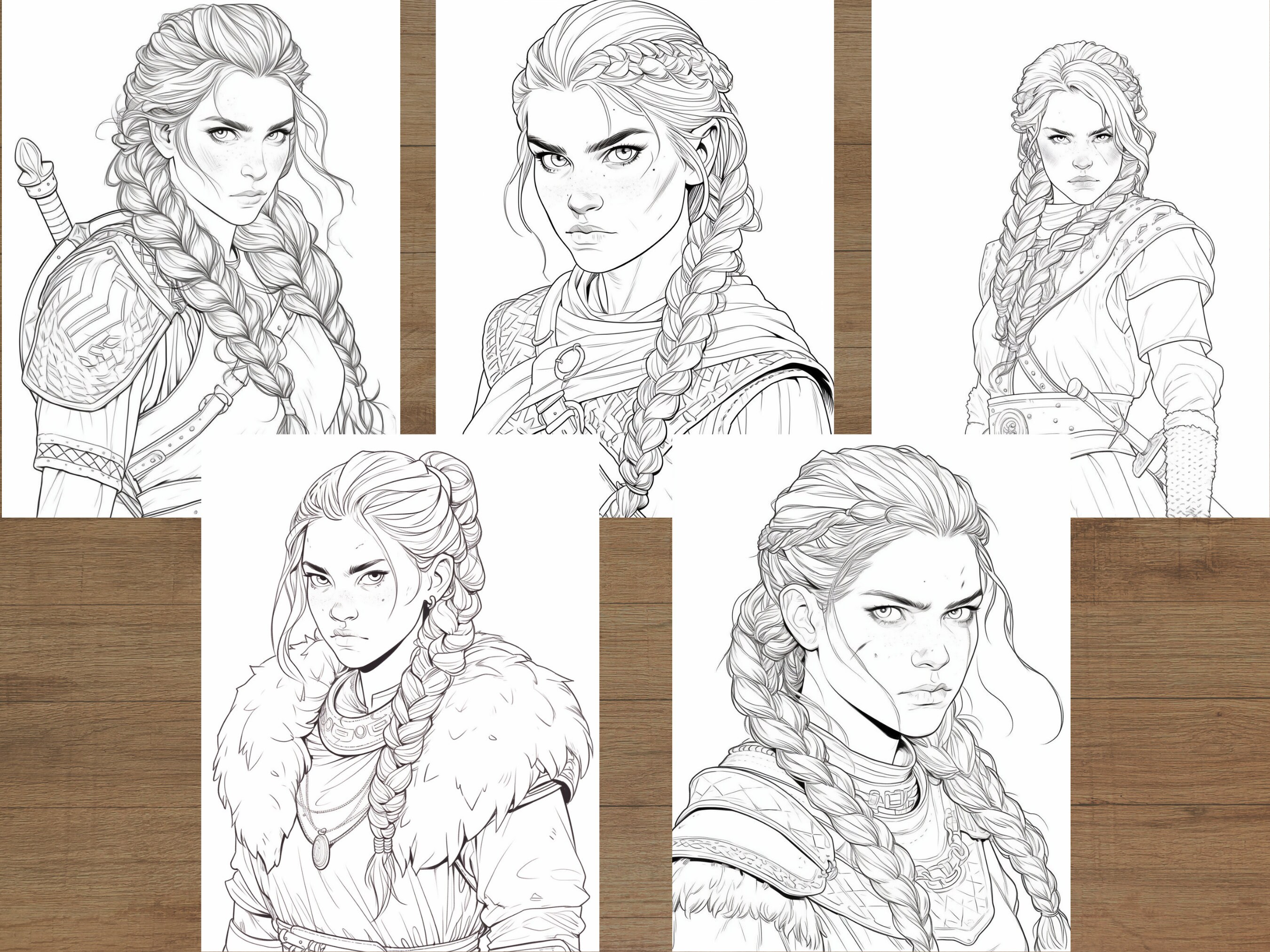 Viking Girl Coloring Pages - Etsy