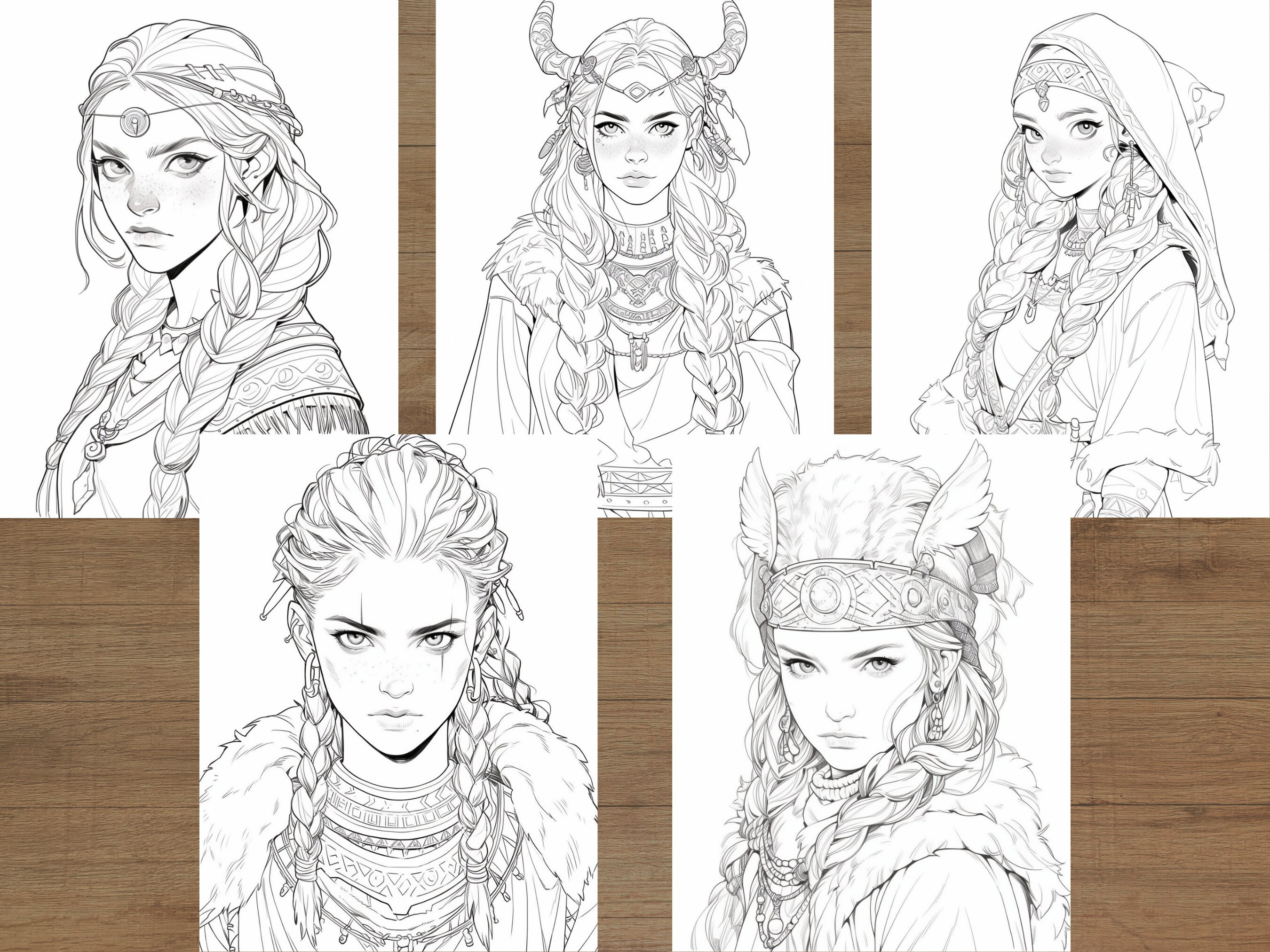 Viking Girl Coloring Pages - Etsy