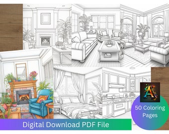 Laundry Room Coloring Book, House Interior Design, Instant Download PDF ...
