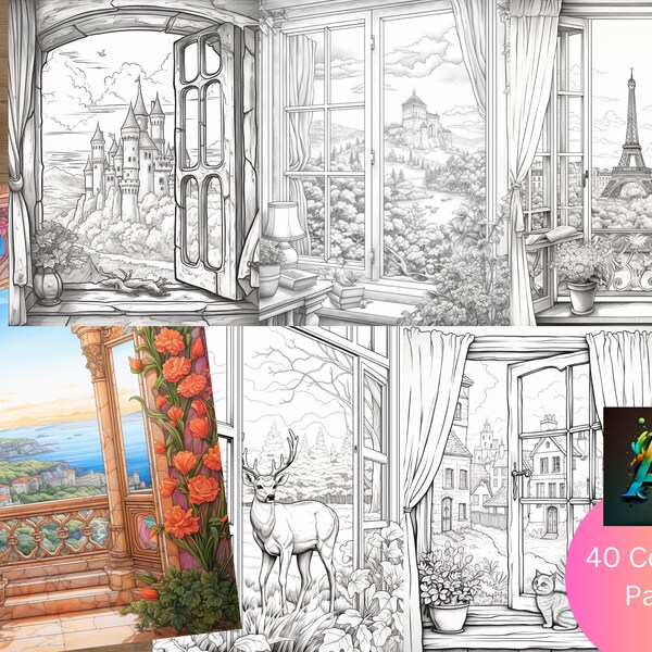 Window Coloring Page - Etsy