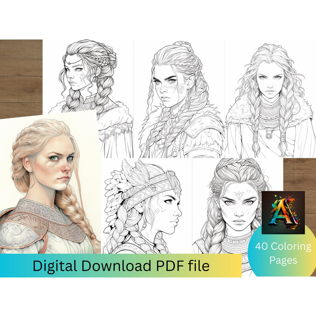 Viking Girl Coloring Pages - Etsy