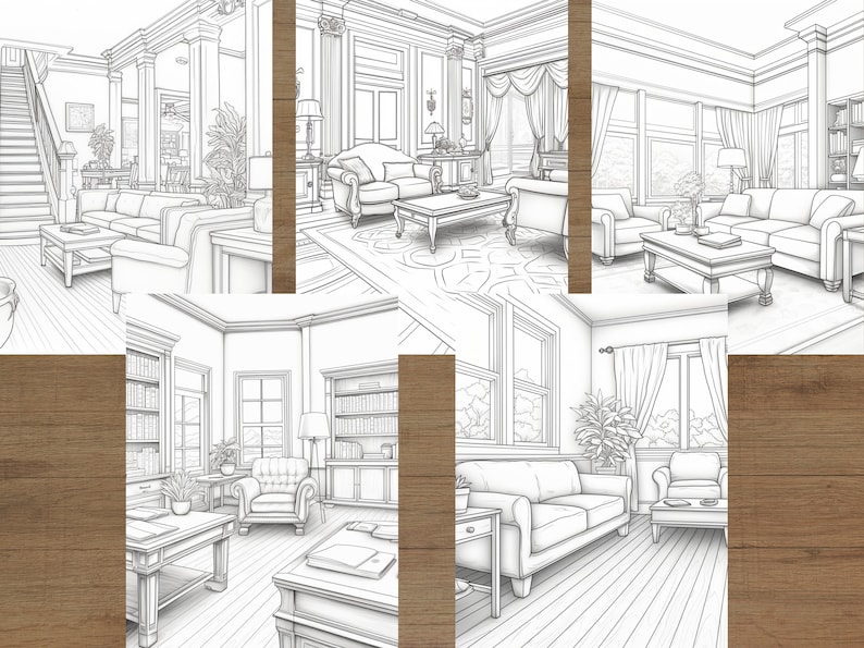 Interior Design Coloring Pages - Etsy