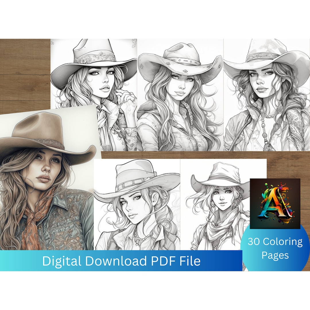 Rustic Cowgirl Coloring Book: Relax With Western-themed Designs for ...