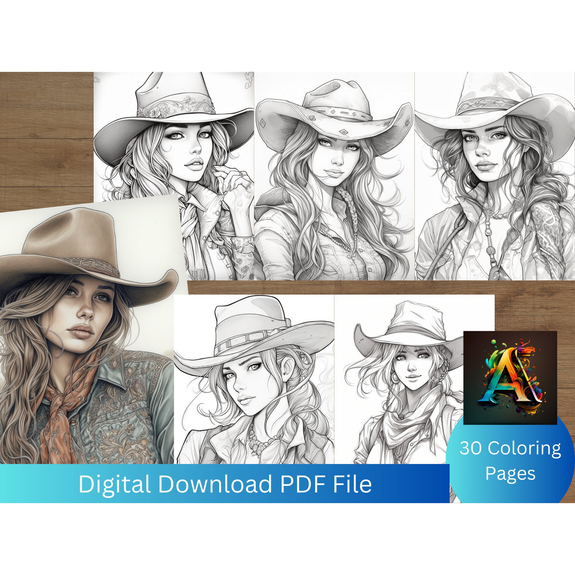 Rustic Cowgirl Coloring Book: Relax With Western-themed Designs for ...