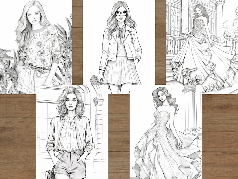 Fashion Model Coloring Pages - Etsy
