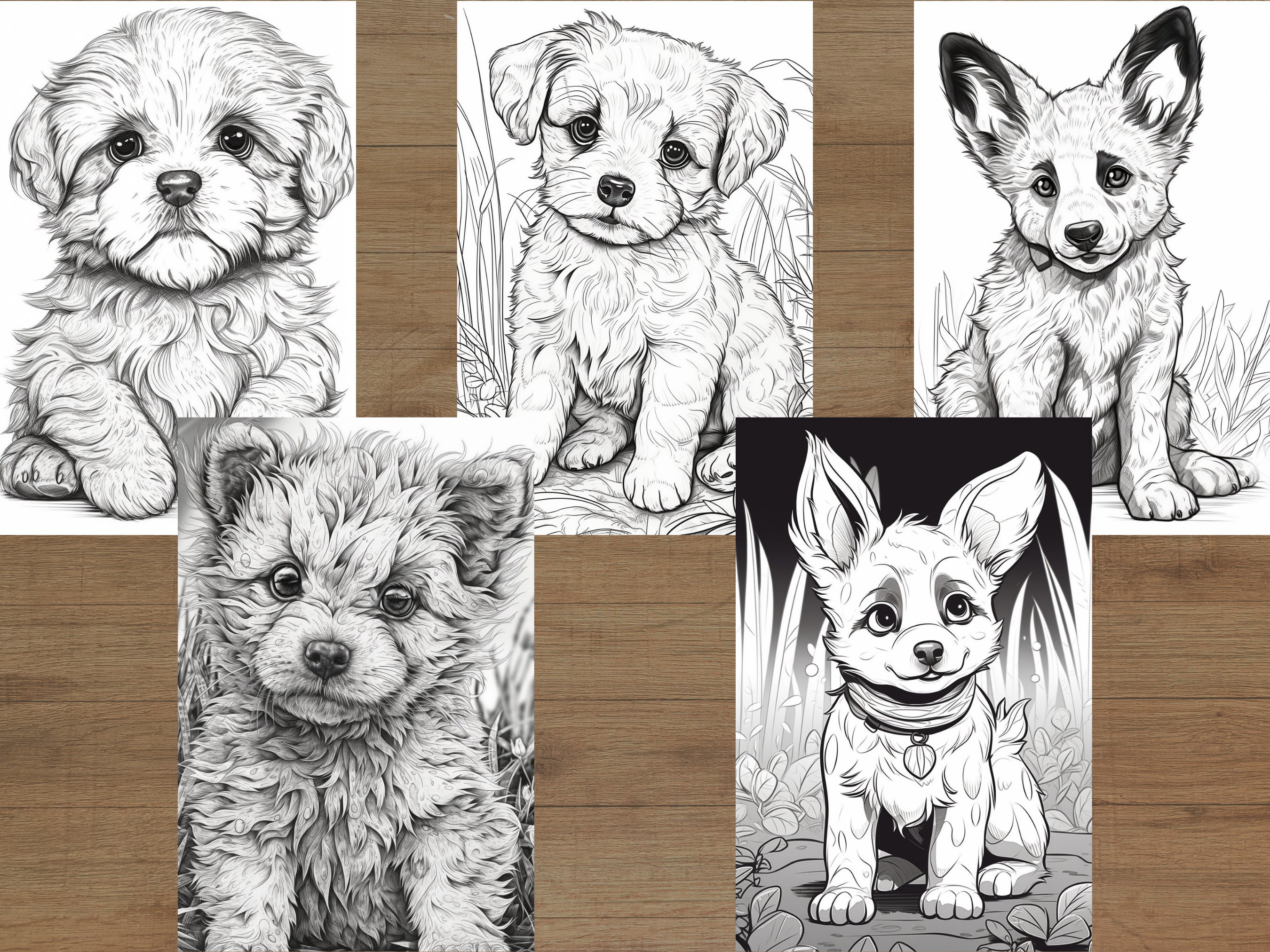 Cute Puppy Coloring Book - Enjoy Hours of Coloring Fun With Adorable ...