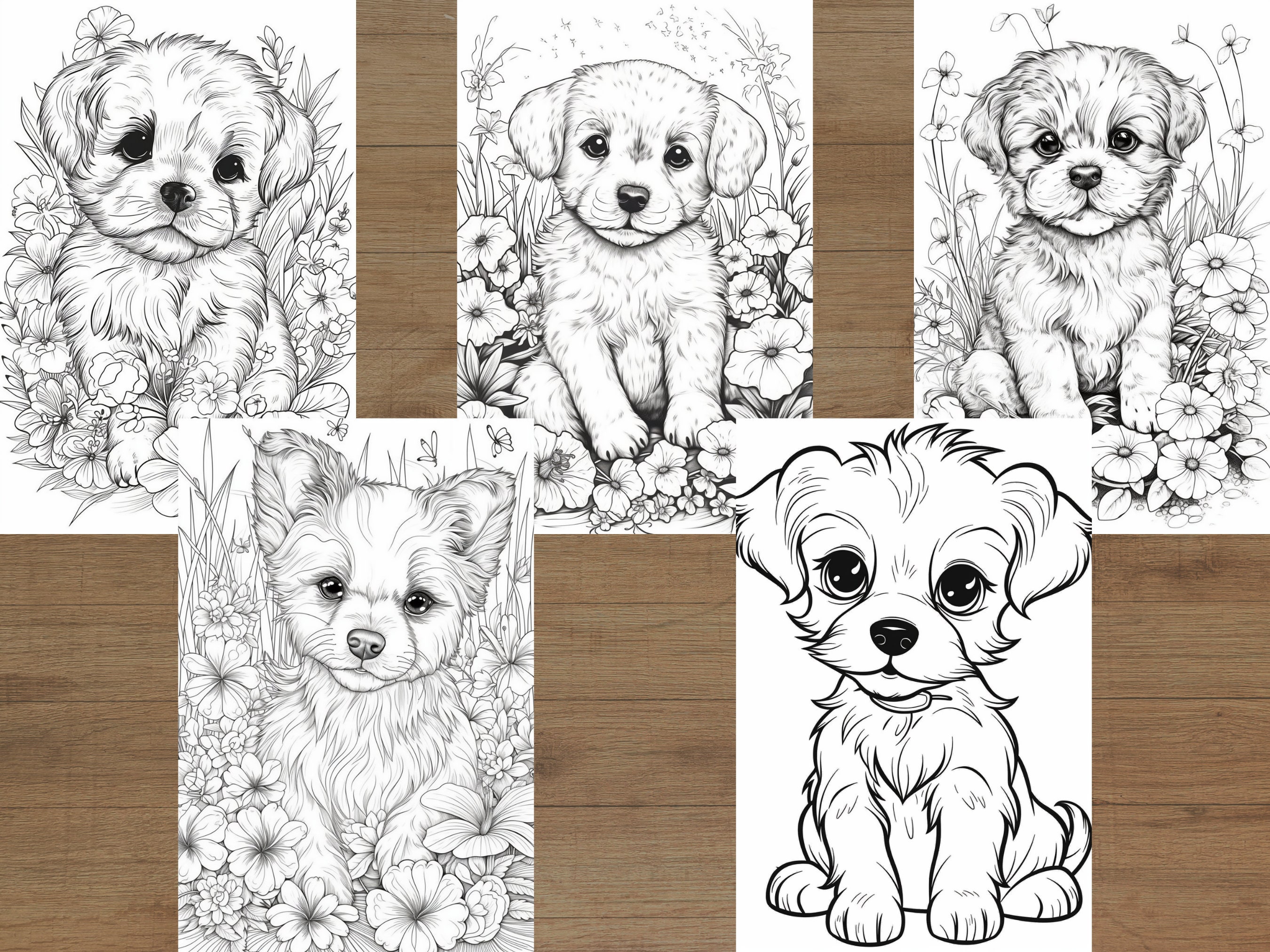 Cute Puppy Coloring Book Enjoy Hours of Coloring Fun With Adorable ...
