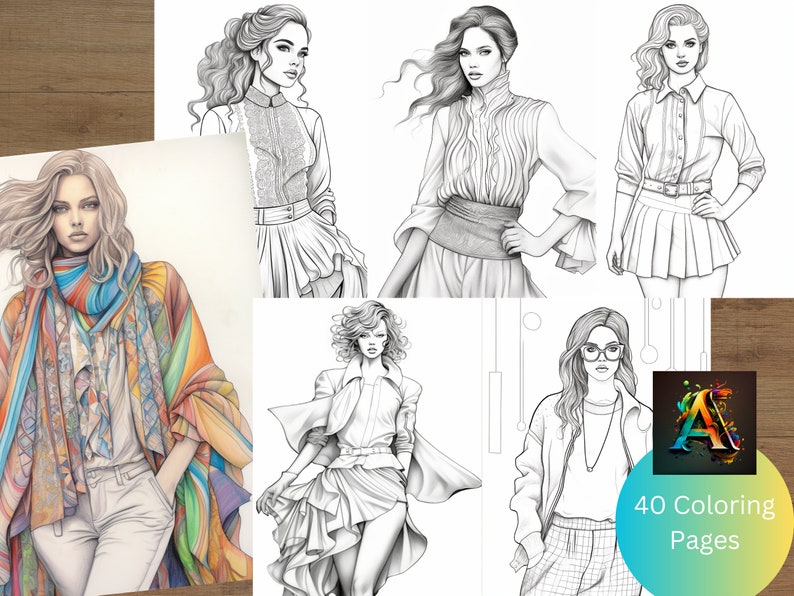 Fashion Model Coloring Pages - Etsy