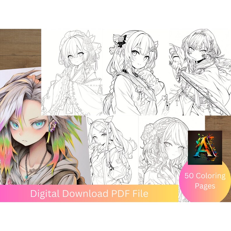 Manga Coloring Pages Collection - Etsy