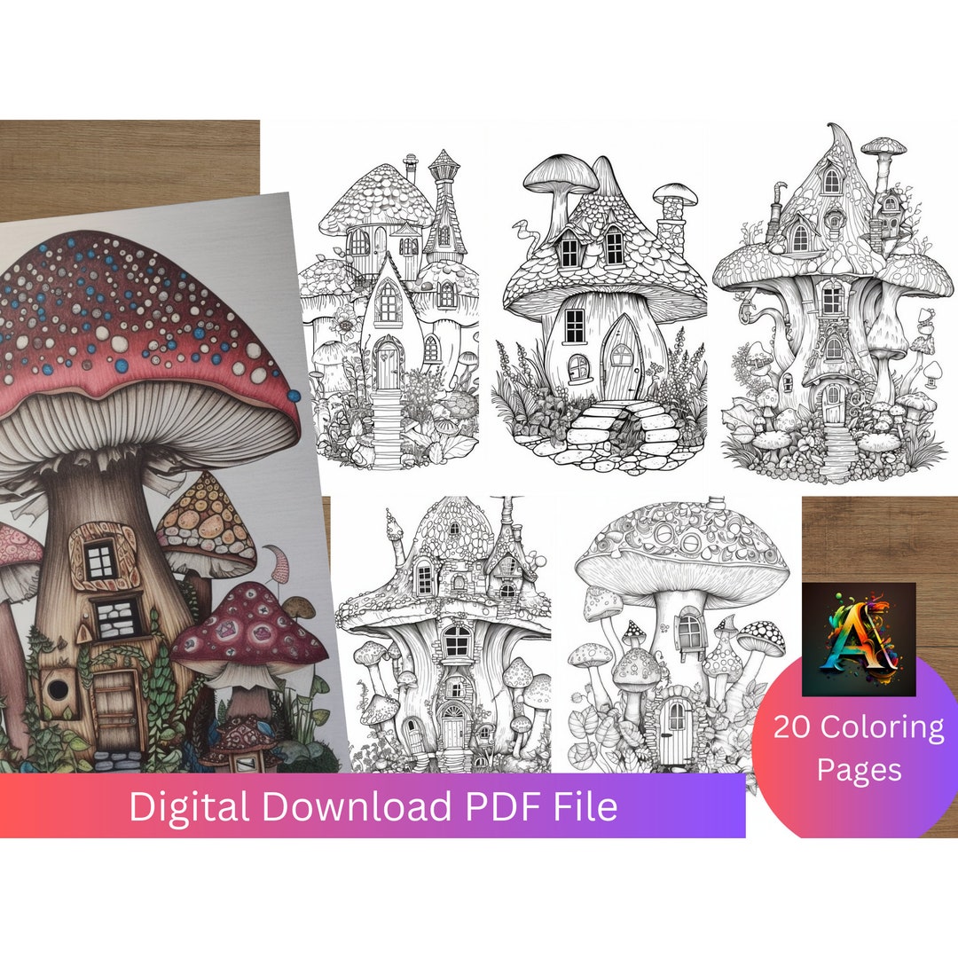 Fantasy Mushroom Kingdom Coloring Book - Delve Into a Magical World of ...