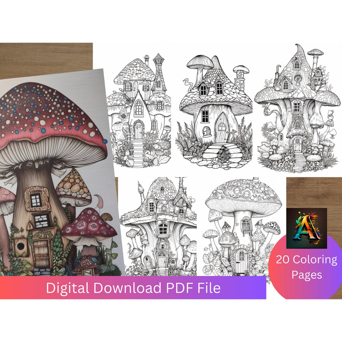 Fantasy Mushroom Kingdom Coloring Book - Delve Into a Magical World of ...