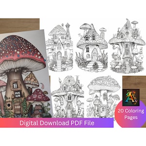 Fantasy Mushroom Kingdom Coloring Book Delve Into a Magical World of ...