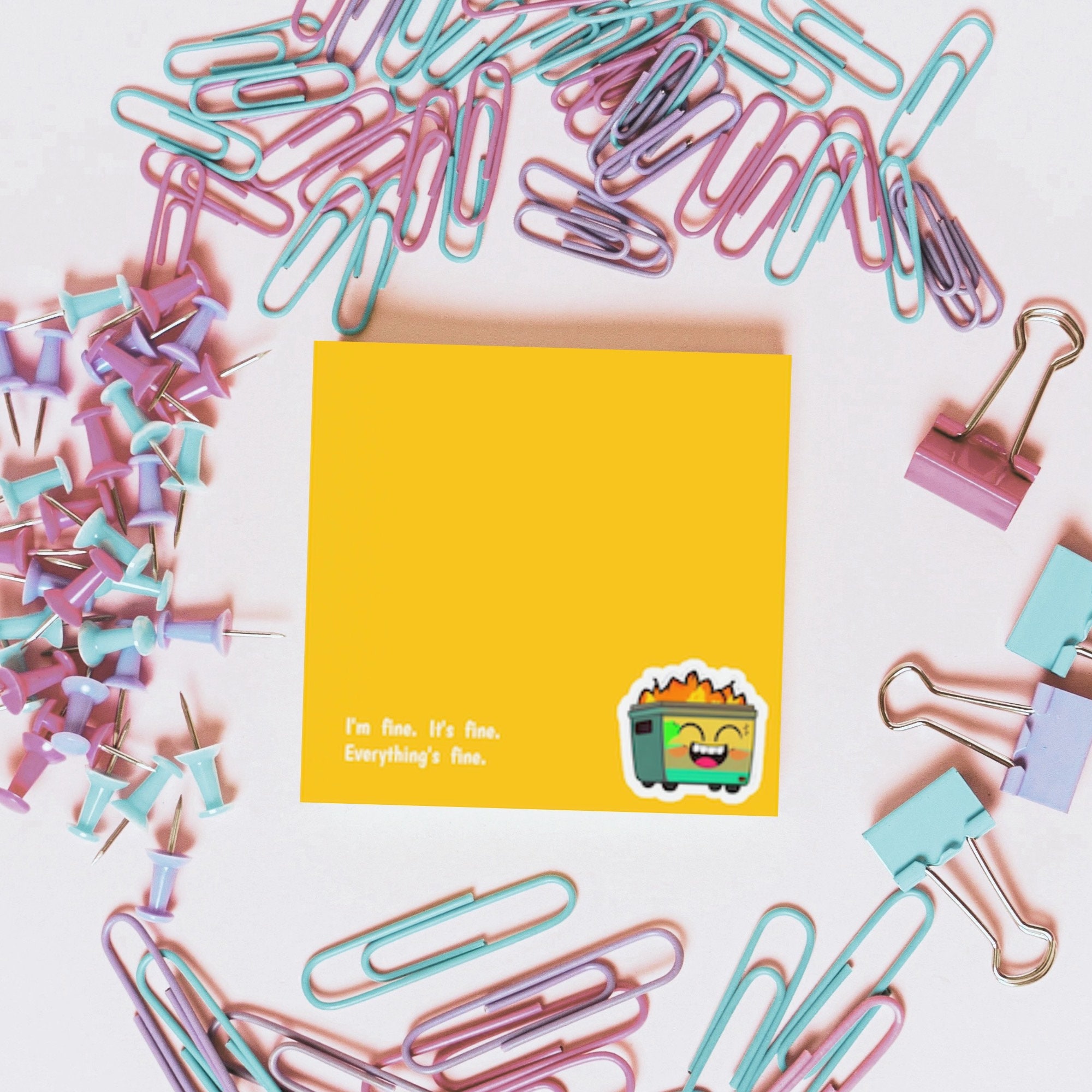 Dumpster Fire, Sticky Notes, Stationery, Cartoon, Kawaii Art, Happy ...