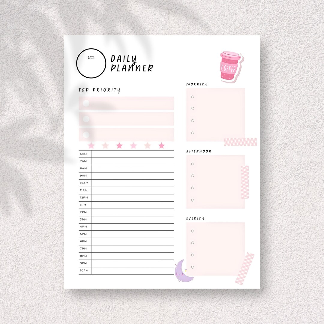 Daily Planner, PNG File, Printable, Page, Download, Plan, Write ...