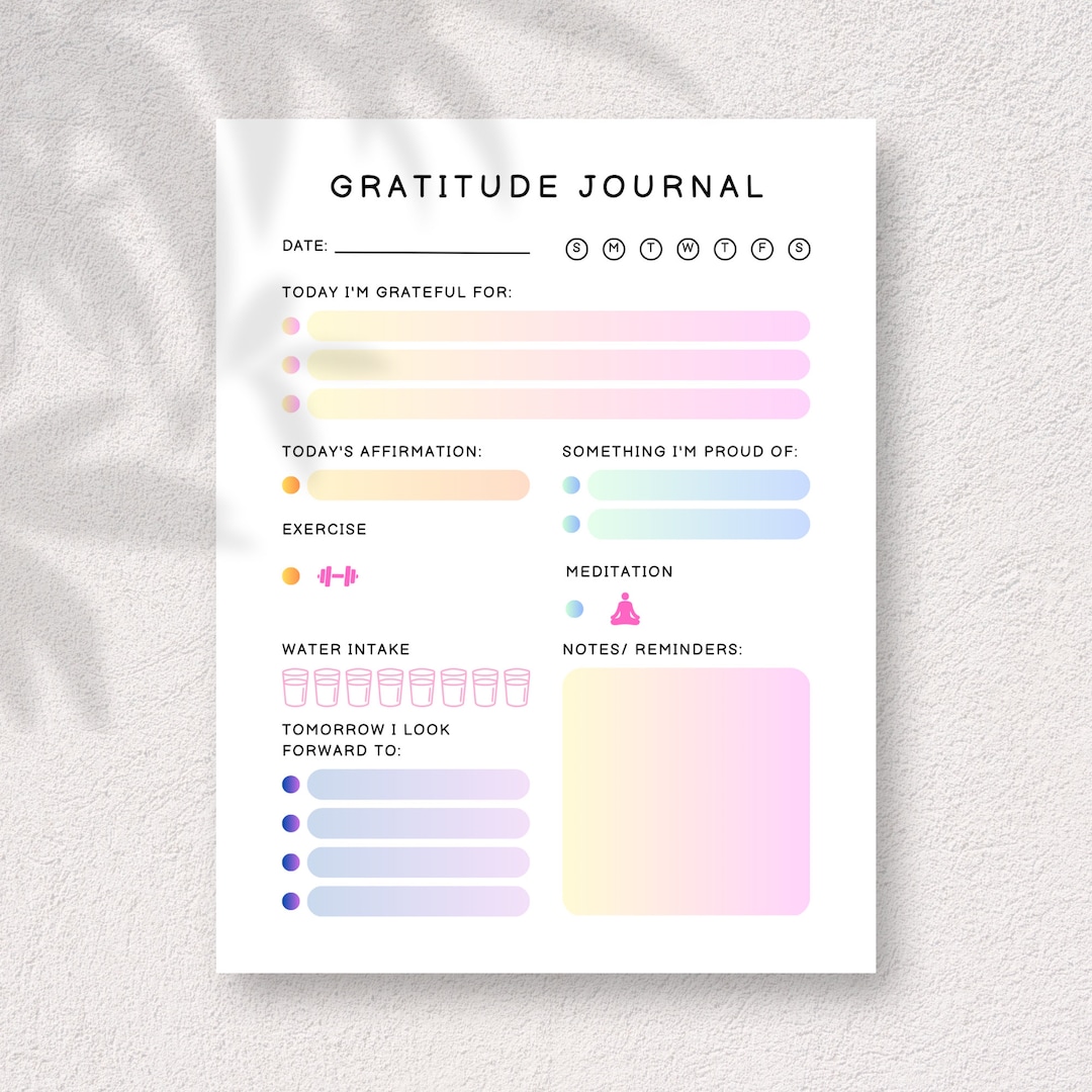 Gratitude Journal, PNG File, Digital Print, Page, Journal, Mental ...