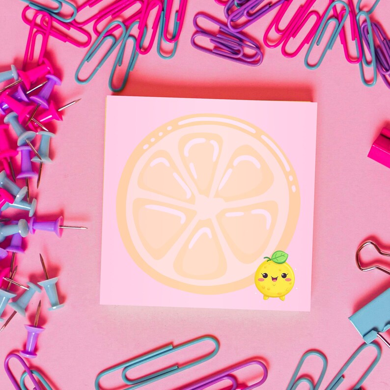 Pink, Lemon, Kawaii Art, Sticky Notes, 4x4, Cute, Bright, Summer ...