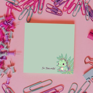Green, Plants, Dino, Kawaii Art, Dinosaur, Cute, 4"x4", Sticky Notes ...