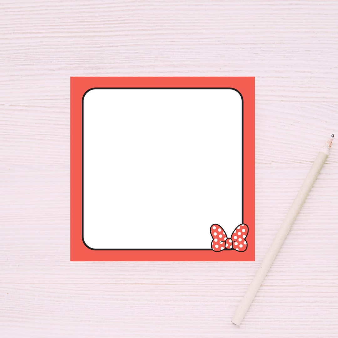 Minnie Mouse Bow, Disney, Disney Inspired, 4x4, Sticky Notes, Office ...