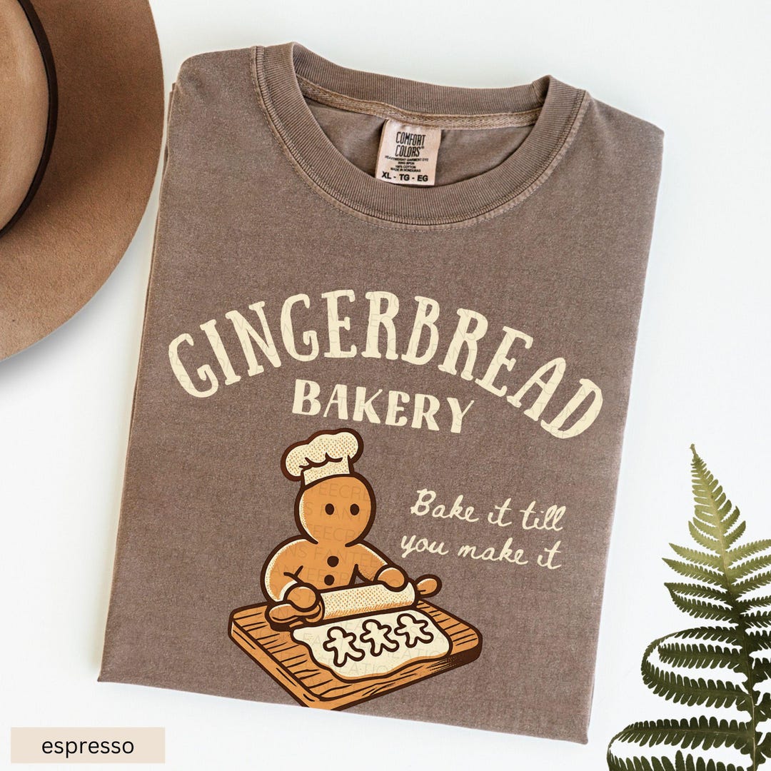 Gingerbread Bakery Shirt, Baking Lover Comfort Colors Tee, Holiday ...