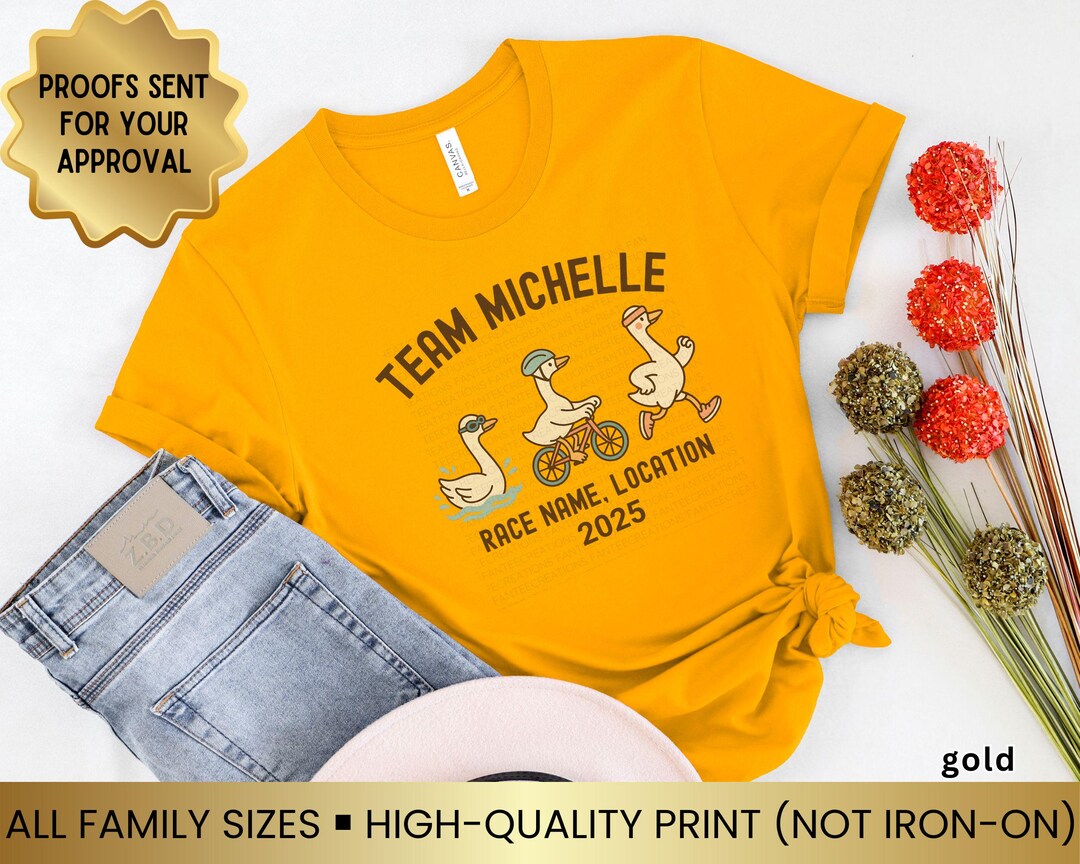 Custom Triathlon Family Team Shirt, Funny Swim Bike Run Race Crew Group ...