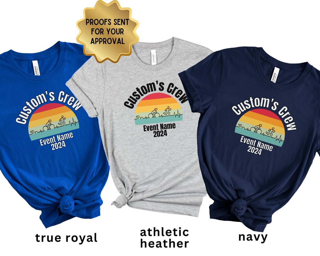 Custom Triathlon Team Crew Shirt, Swim Bike Run T-shirt for Group, Race ...
