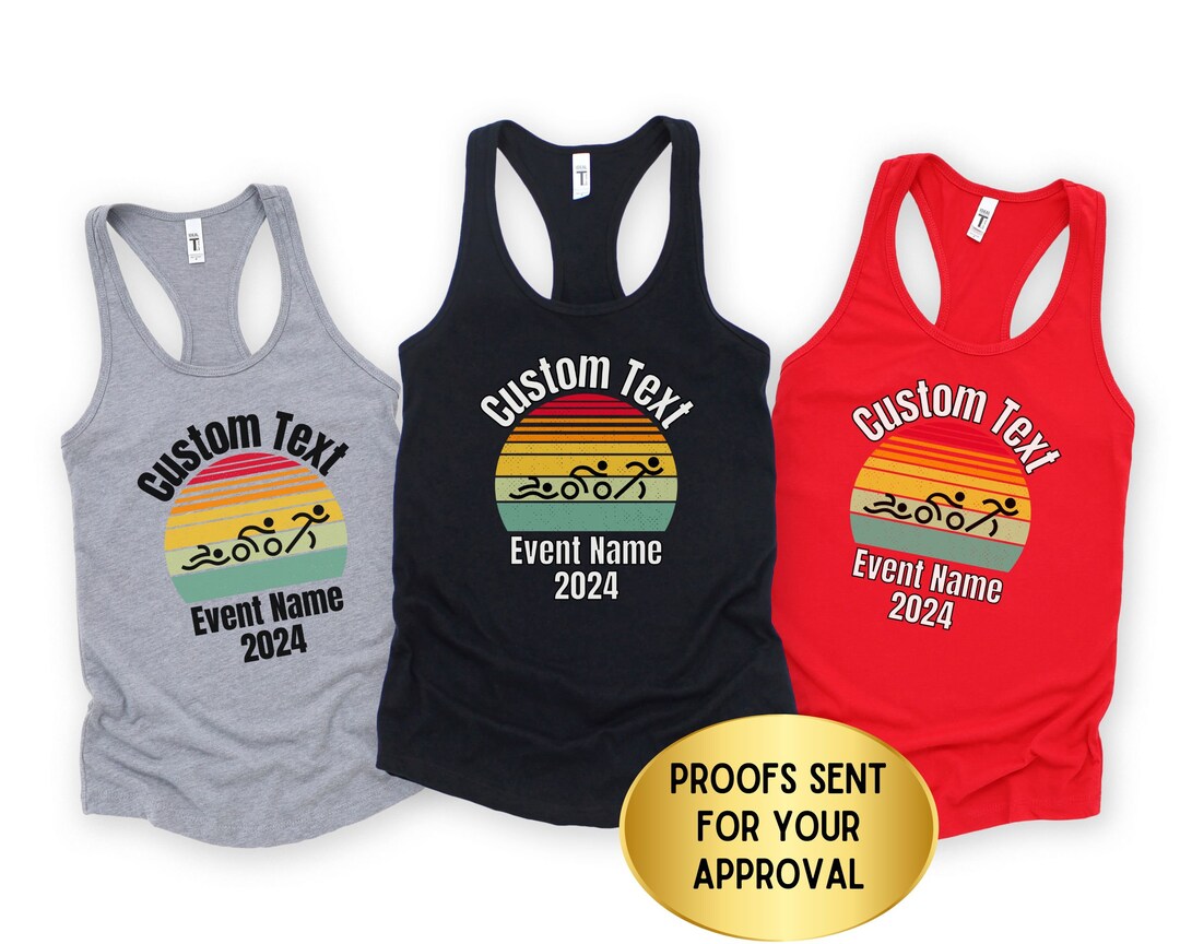 Custom Triathlon Team Tank Top, Swim Bike Run Racerback Tank for Group ...