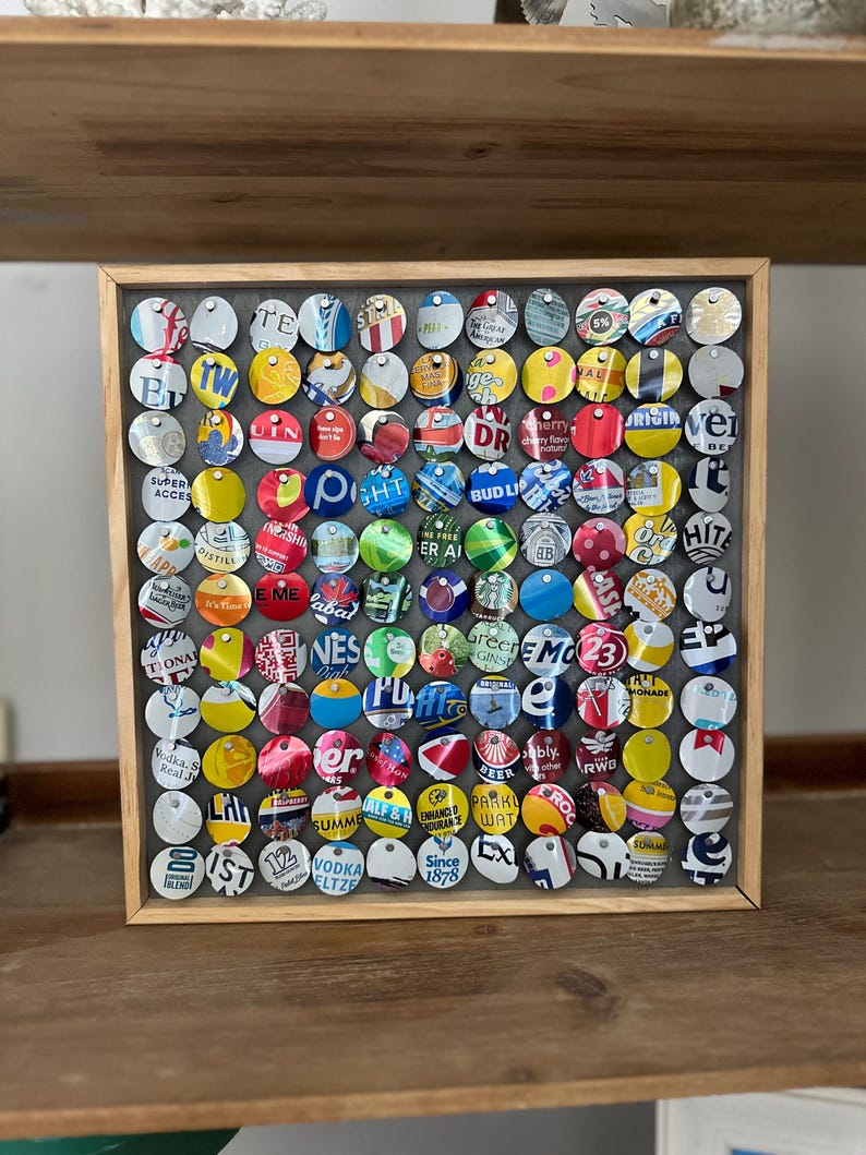 Framed Upcycled Art, Beer Art, Aluminum Can Art, Mosaic Art, Eco ...