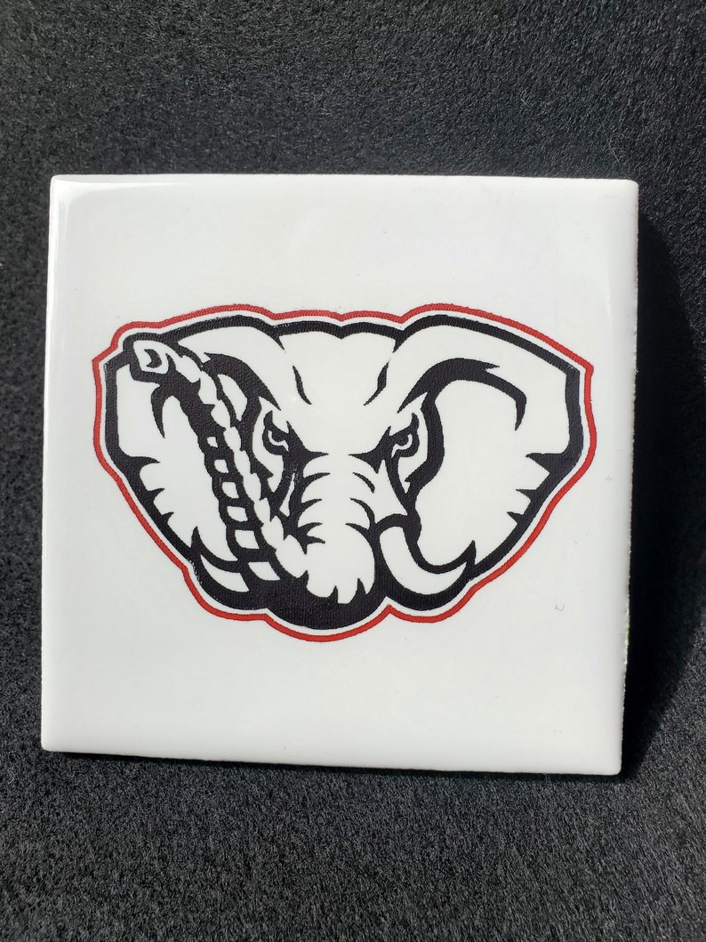 University of Alabama, Elephant Head, Ceramic Tile Coaster Laser Etched ...