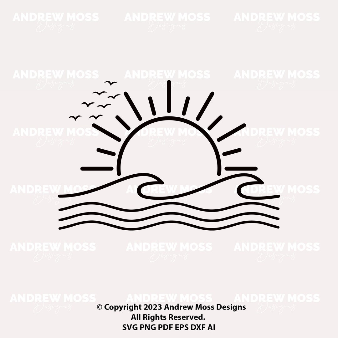 Waves and Sunset SVG File T-shirt Design - Etsy